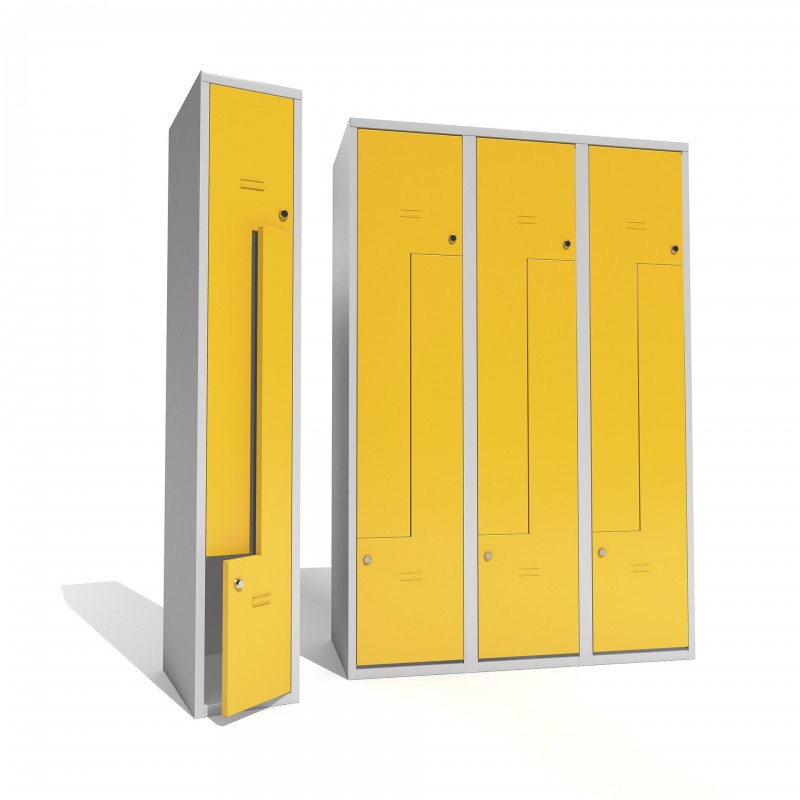 Metal locker rooms with L-shaped doors for communities | Akaze