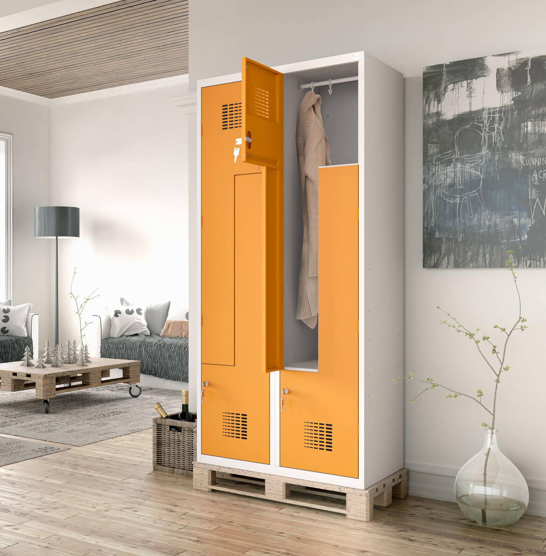 Vestiaires gain de place | Portes en L | Akaze